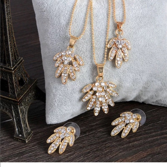 Jewelry | 3 Layer Crystal Necklace Chain Earrings Jewelry | Poshmark